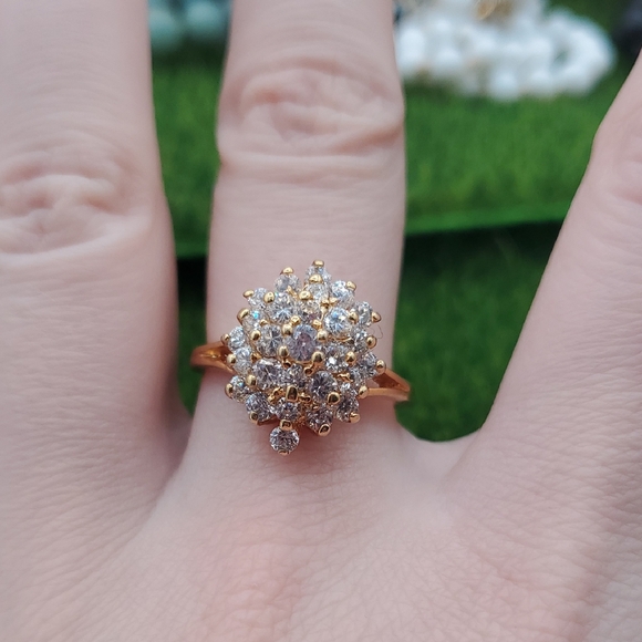 Estate | Jewelry | Elegant Gold Filled Crystal Cluster Ring Size 7 R85 ...